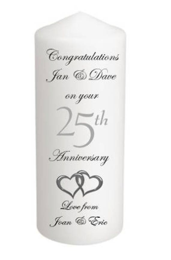 Personalised 25th Silver Wedding Anniversary Candle Gift Keepsake Mum Dad Friends Etc Wedding Decoration