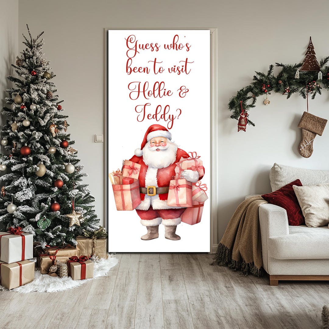Personalised Christmas Door Wrapping Paper, Door Wrap, Present Burst ...