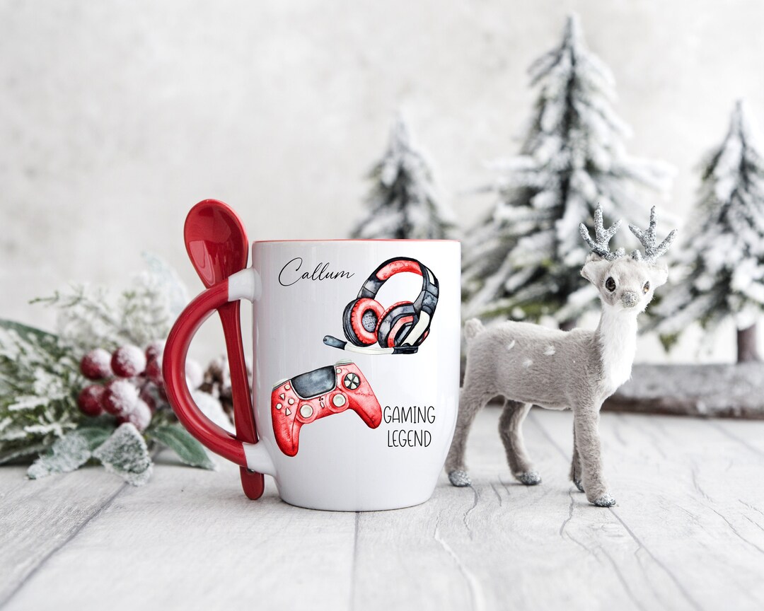 Personalised Gaming Mug With Spoon, Gamer Tag, Hot Chocolate, Secret ...