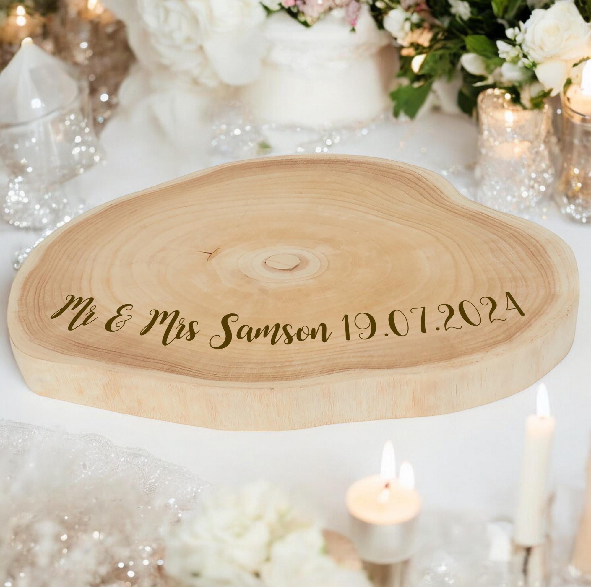 XL Personalised Engraved Wooden Cake Board, Wedding Cake Stand ...