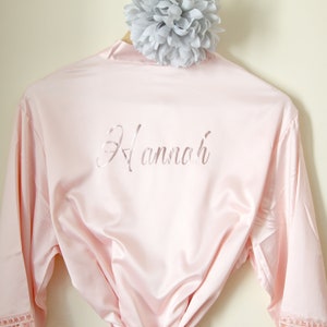 Personalised Lace Bridal Party Wedding Satin Silk Robe Rose Gold ...