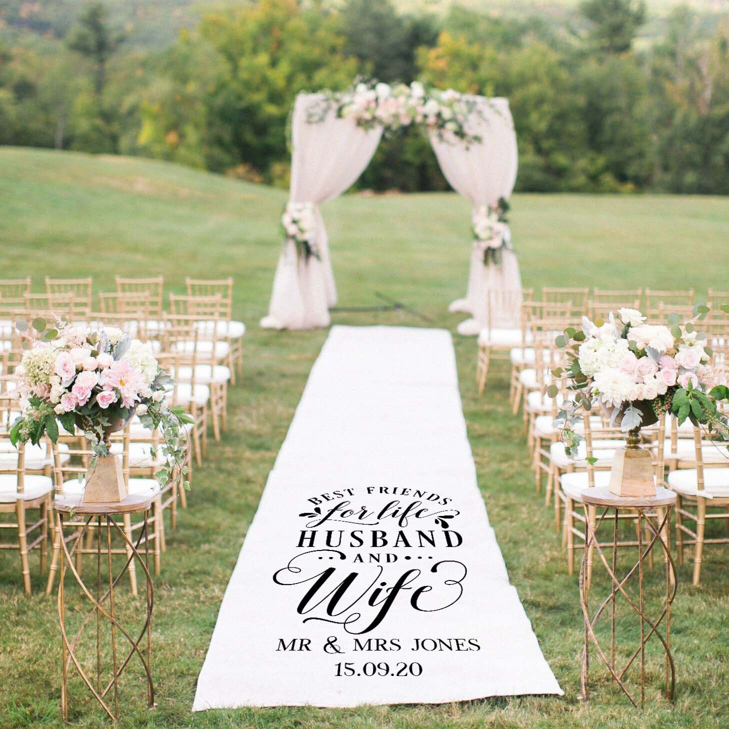 Personalised Wedding Aisle Runner Decoration, Your Name and Date, Vinyl ...