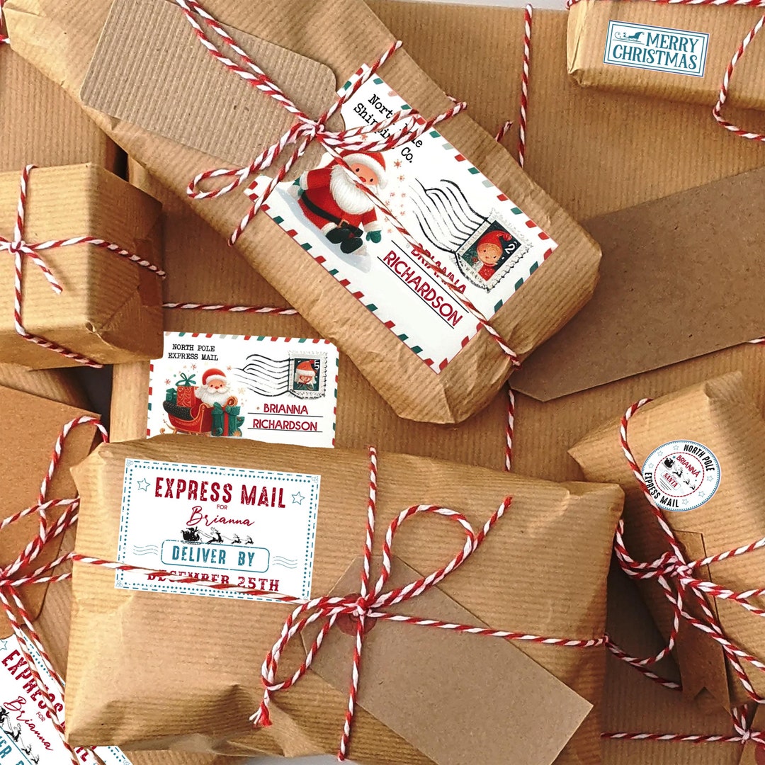 Personalised Christmas Postage Labels, Santa Sticky Labels Santa Mail ...