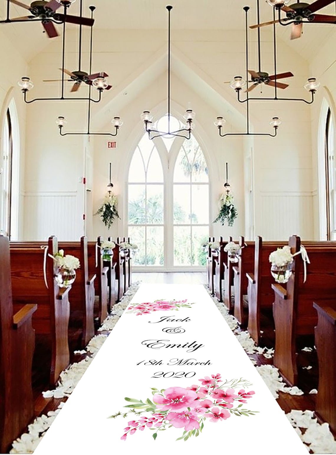 Personalised Wedding Aisle Runner Decoration, Your Name and Date, Vinyl ...