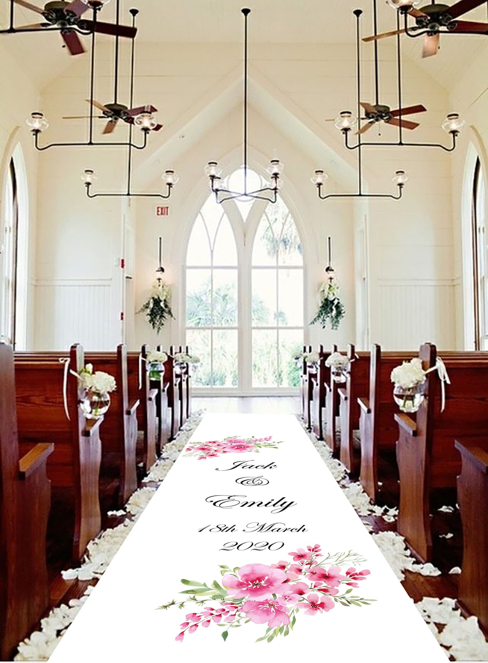 Personalised Wedding Aisle Runner Decoration, Your Name and Date, Vinyl ...