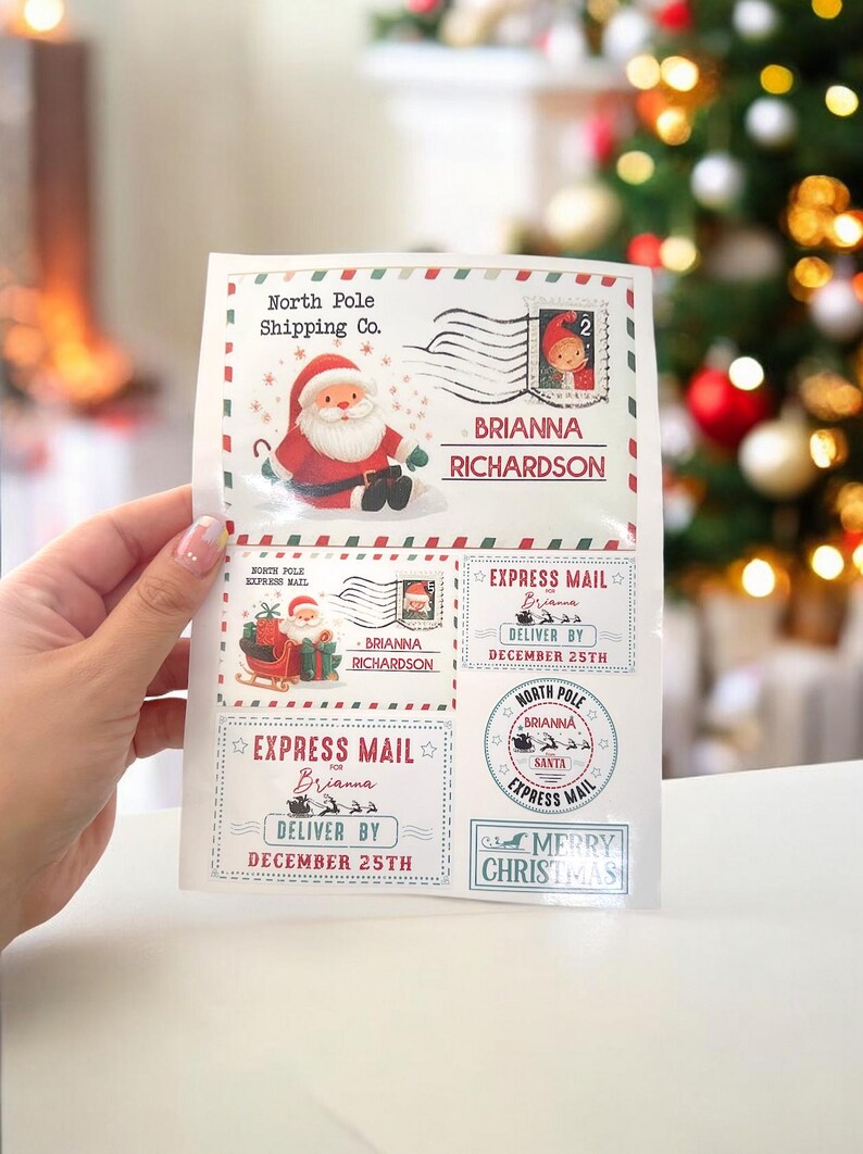 Personalised Christmas Postage Labels, Santa Sticky Labels Santa Mail ...