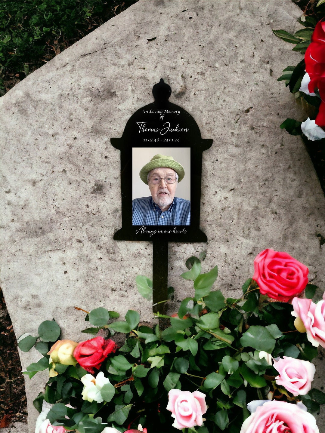 Personalised Lantern Grave Stake Marker Headstone Memorial Plaque ...