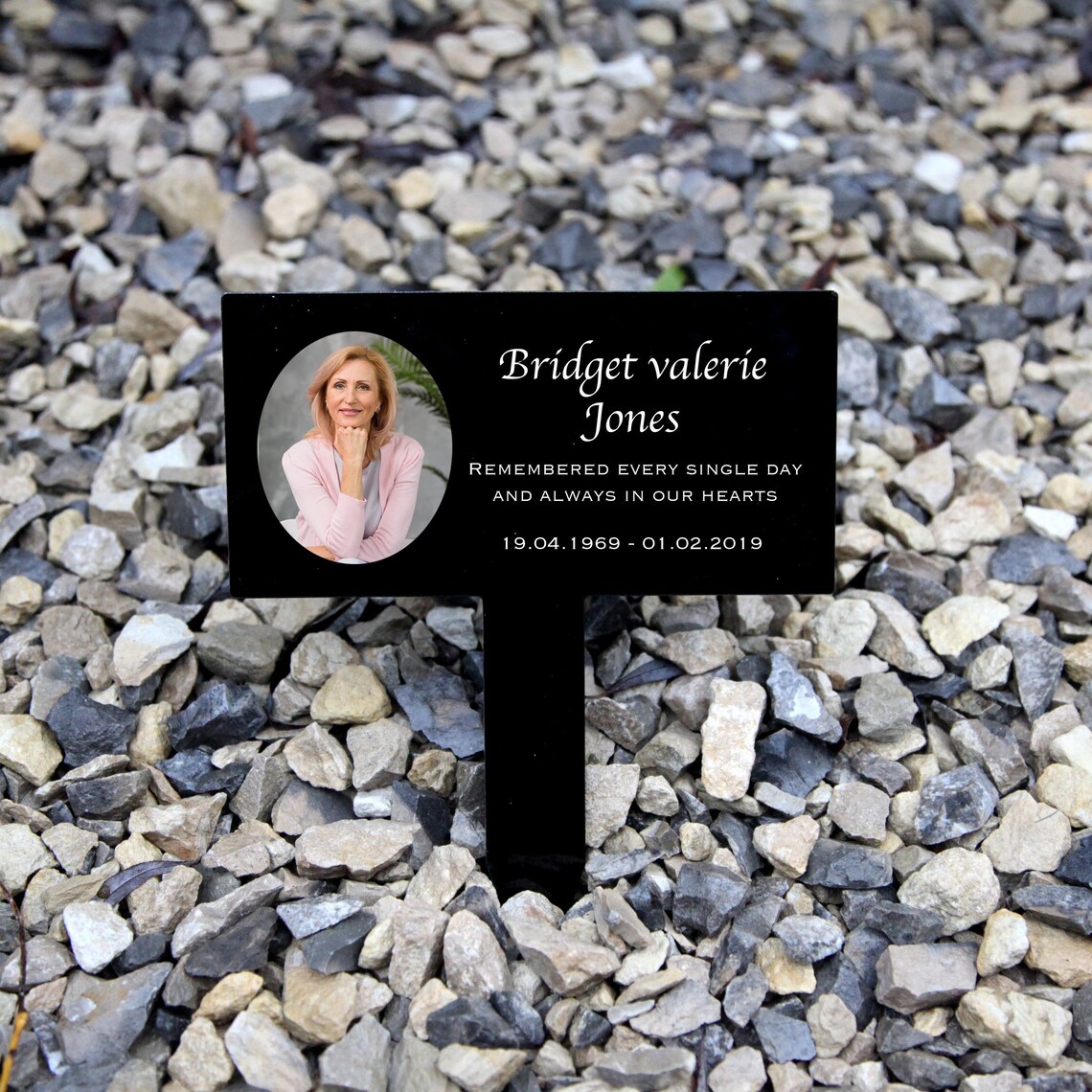 Personalised Grave Stake Marker Headstone Memorial Plaque, Floral ...