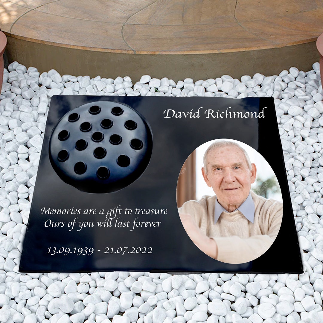 Personalised Grave Stone Marker Headstone Memorial Plaque, Floral ...