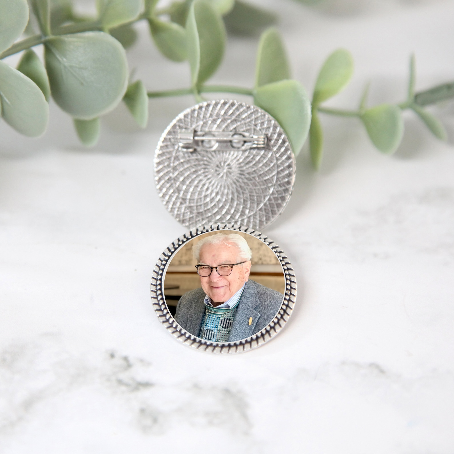 Personalised Groom Photo Charm, Button Hole, Tie Pin, Lapel, Memorial ...