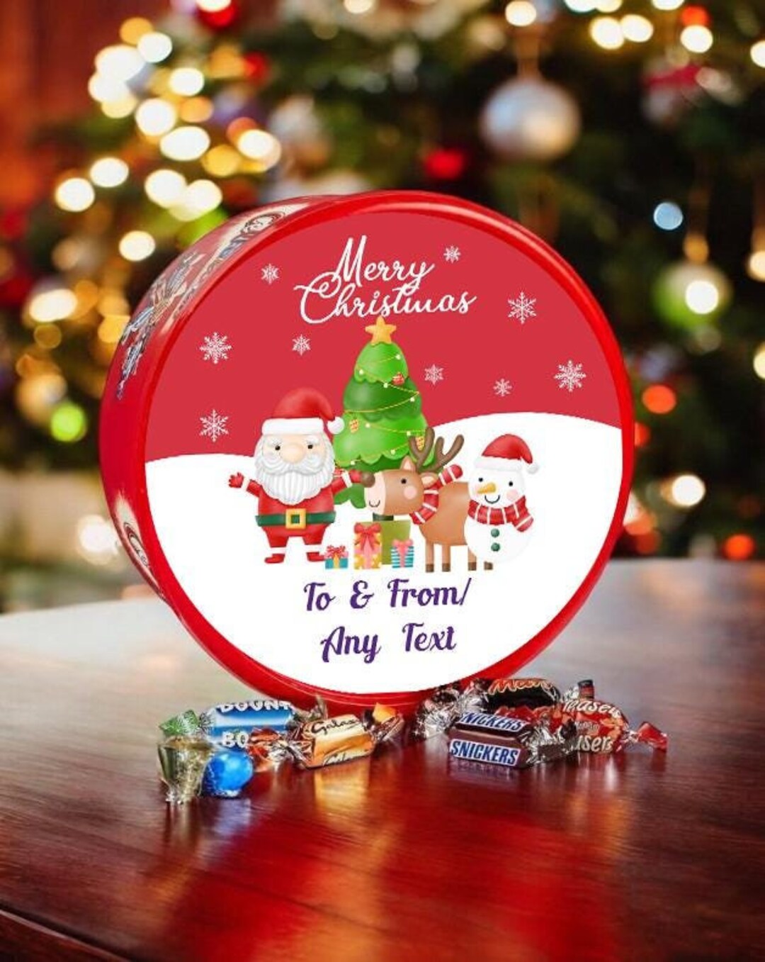 Personalised Chocolate Tub Label, Christmas Chocolates, Gift, Stocking ...