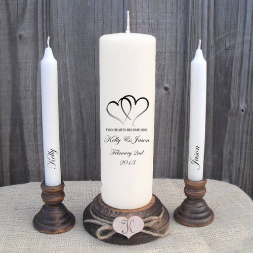 Personalised Two Hearts Become One Love Unity Candle Set - Etsy