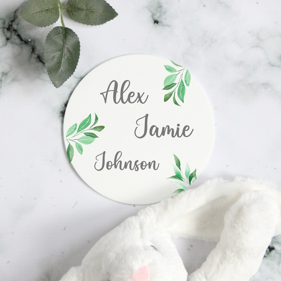 Personalised Acrylic Birth Announcement New Baby Name Disc Plaque Sign ...