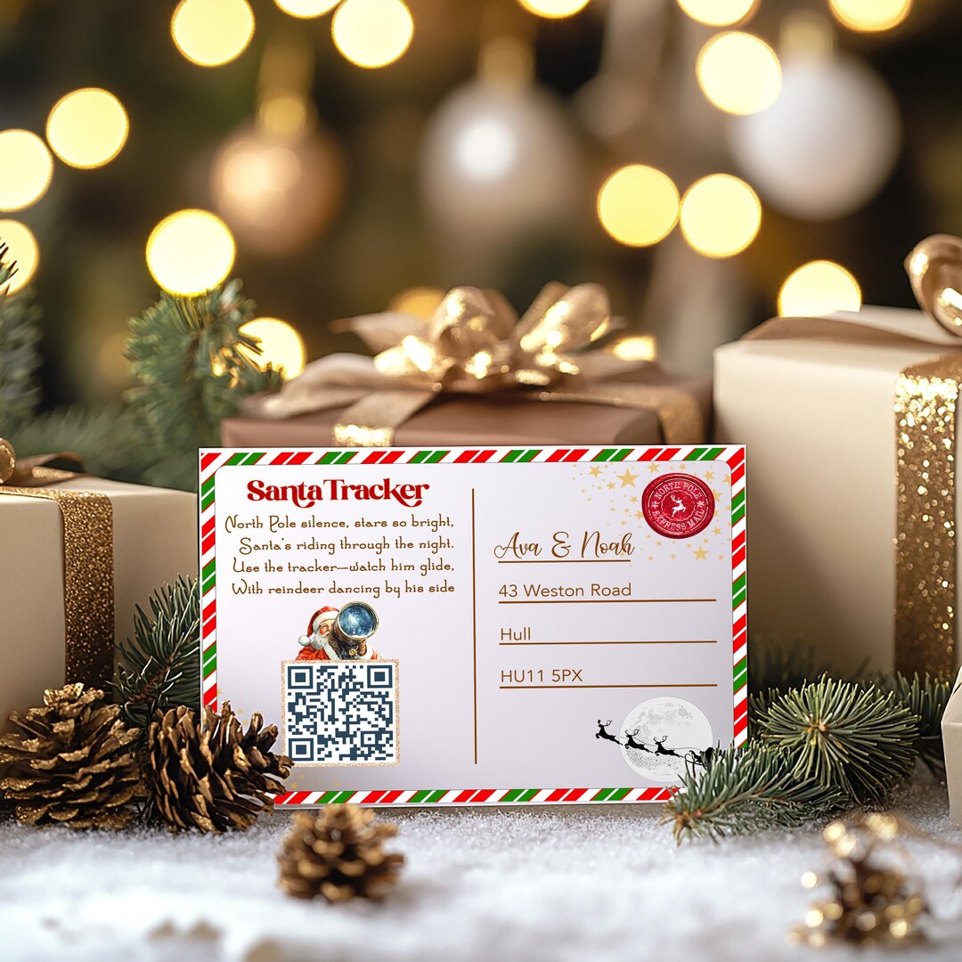 Personalised Acrylic Santa Tracker, Postcard Sign, Letter, Photo Prop ...