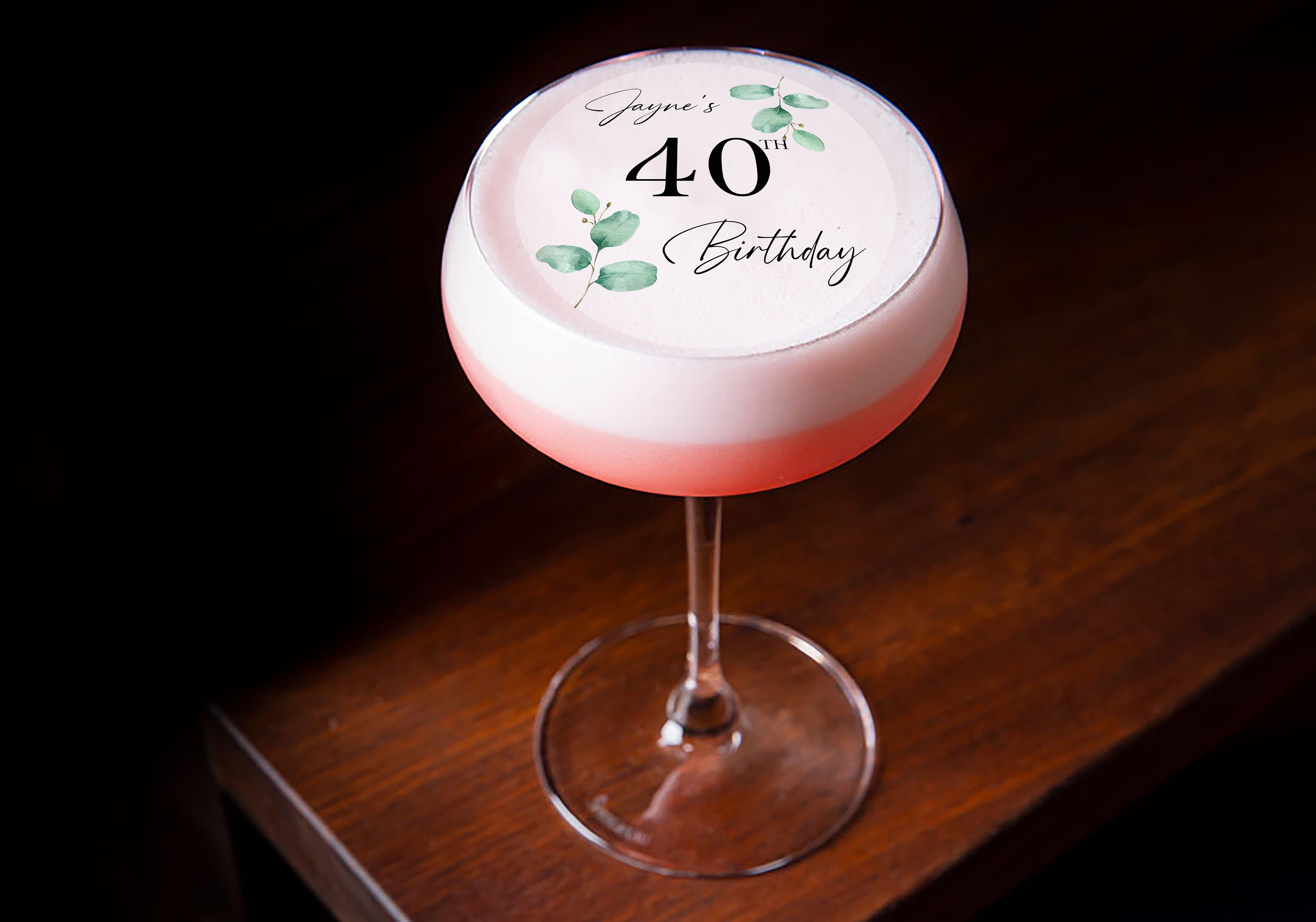 Personalised Edible Cocktail Drink Toppers, 21st 30th 40th Birthday Any ...