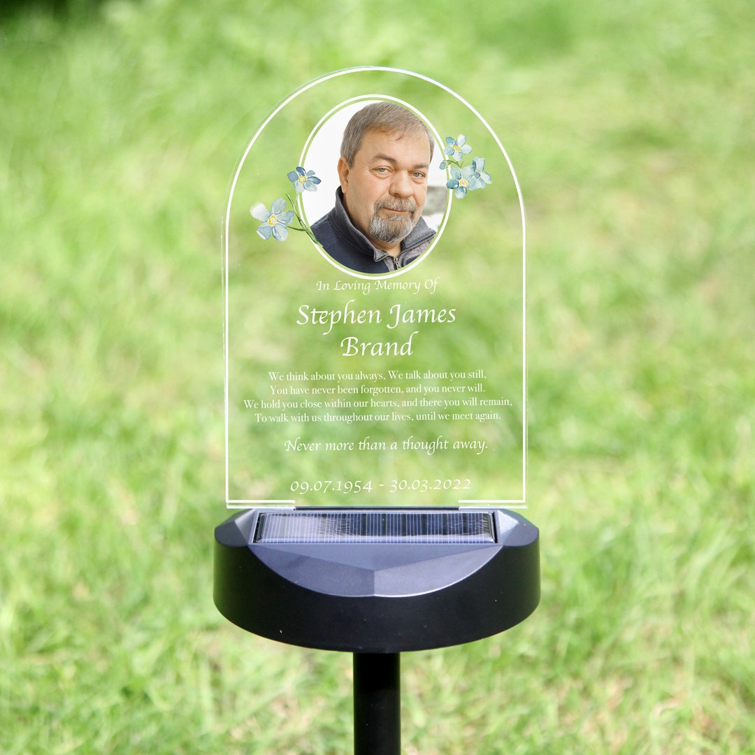 Personalised Solar Power Grave Stake Marker Headstone Memorial Plaque ...