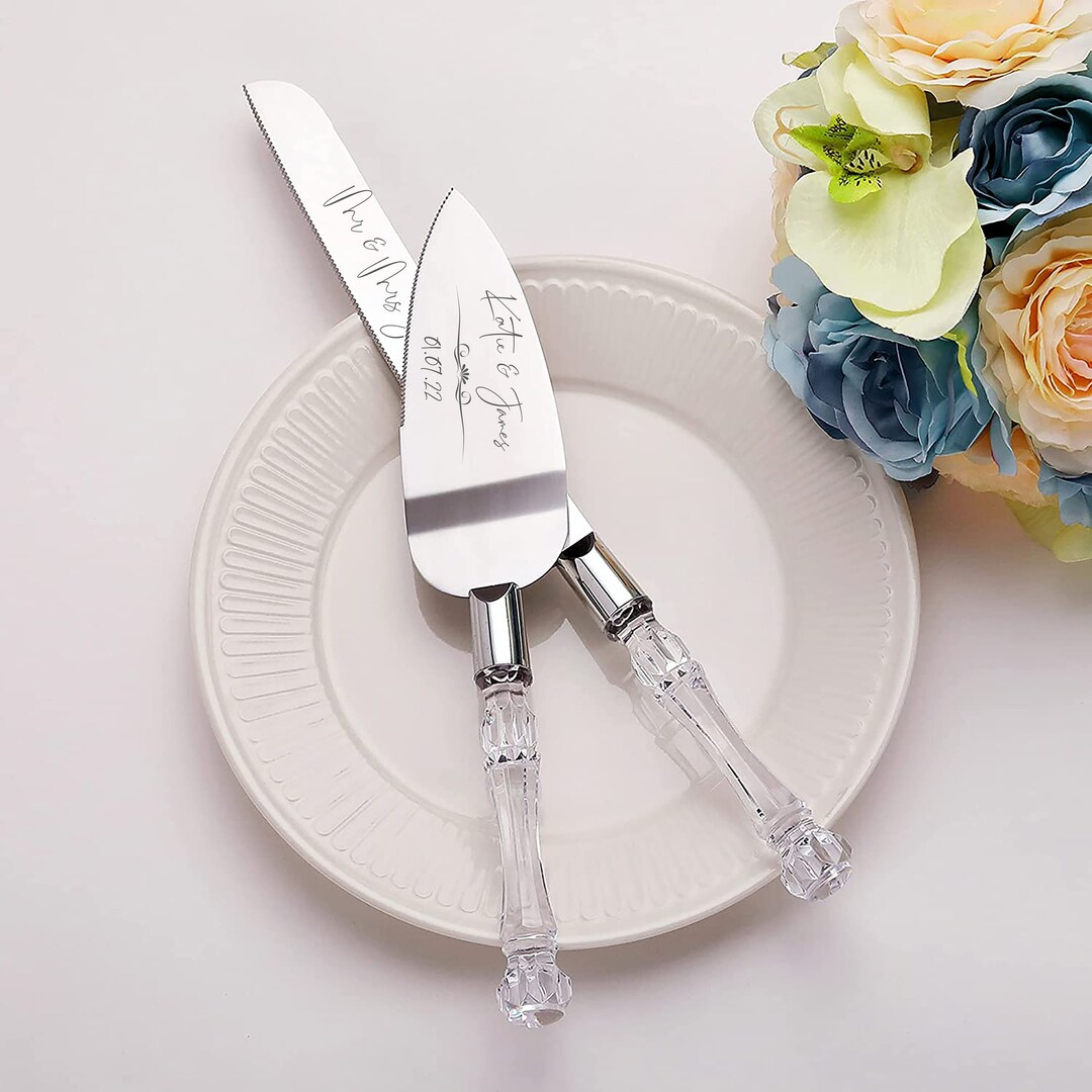 Personalised Engraved Wedding Cake Server Set Bride Groom Wedding ...