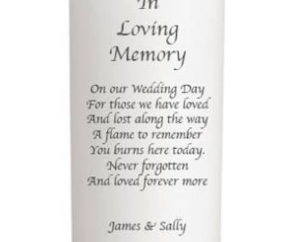 Large Personalised in Loving Memory Remembrance Candle Wedding | Etsy