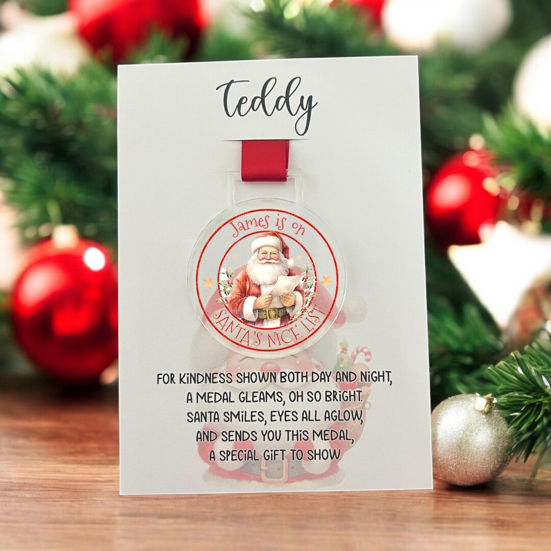 Personalised Nice List Medal, Santa’s Good List, Tree Decoration ...
