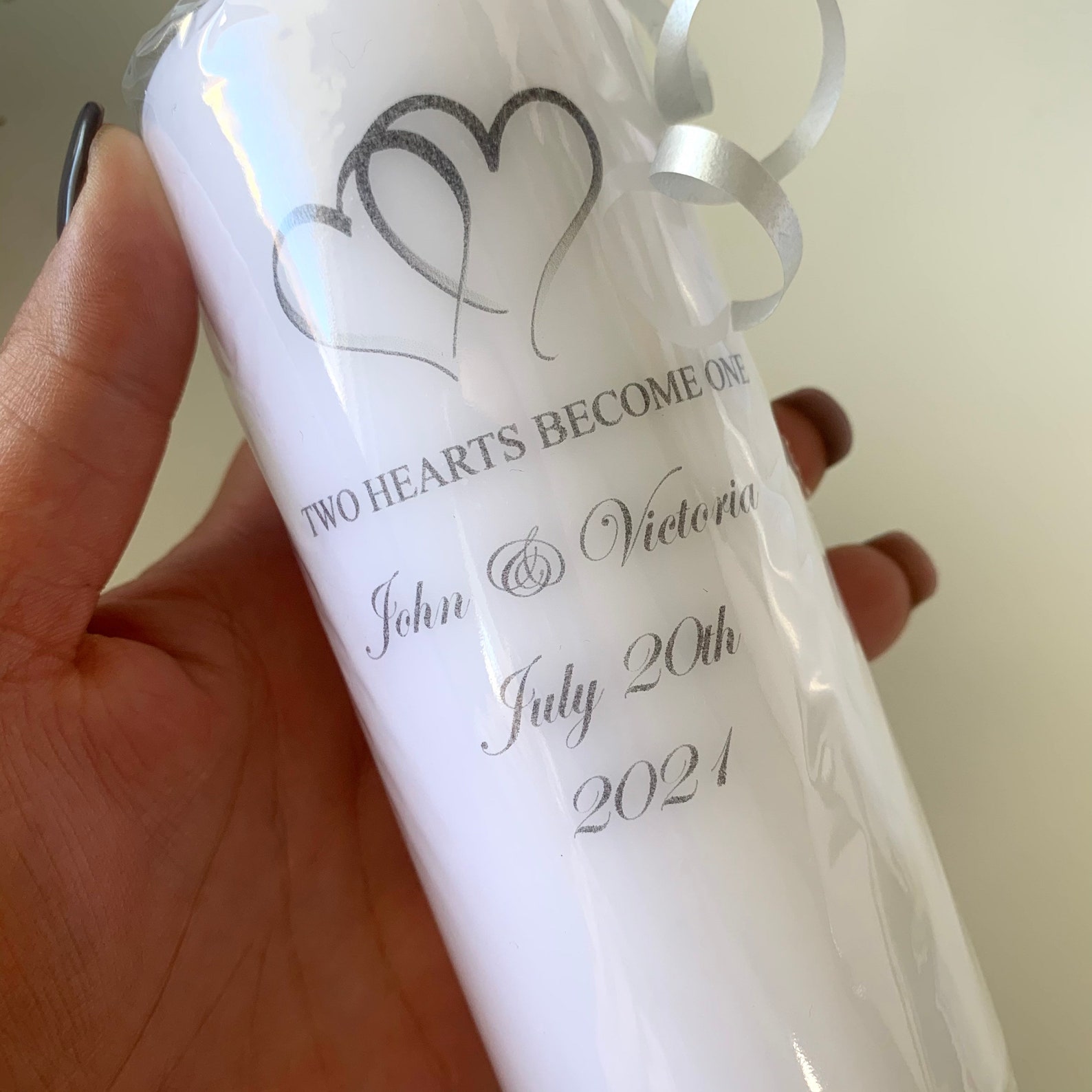 Personalised Two Hearts Become One Love Unity Candle Set Wedding ...