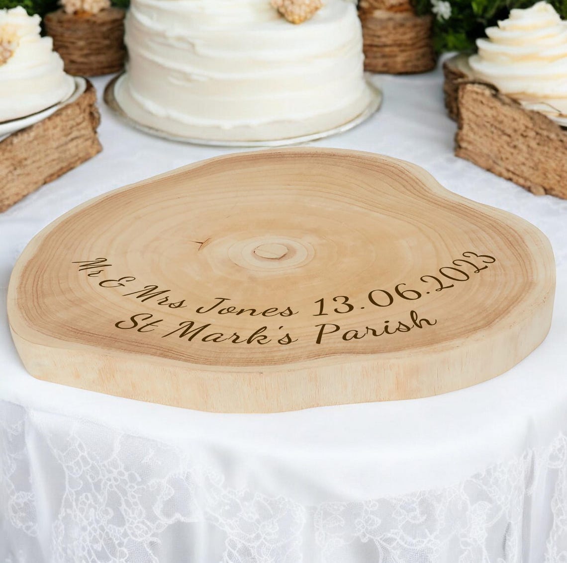 XL Personalised Engraved Wooden Cake Board, Wedding Cake Stand ...