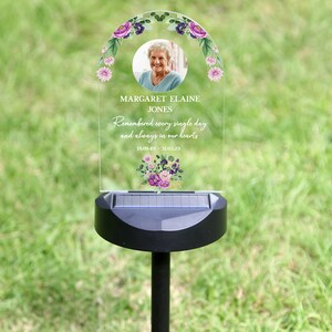 Personalised Solar Power Grave Stake Marker Headstone Memorial Plaque ...