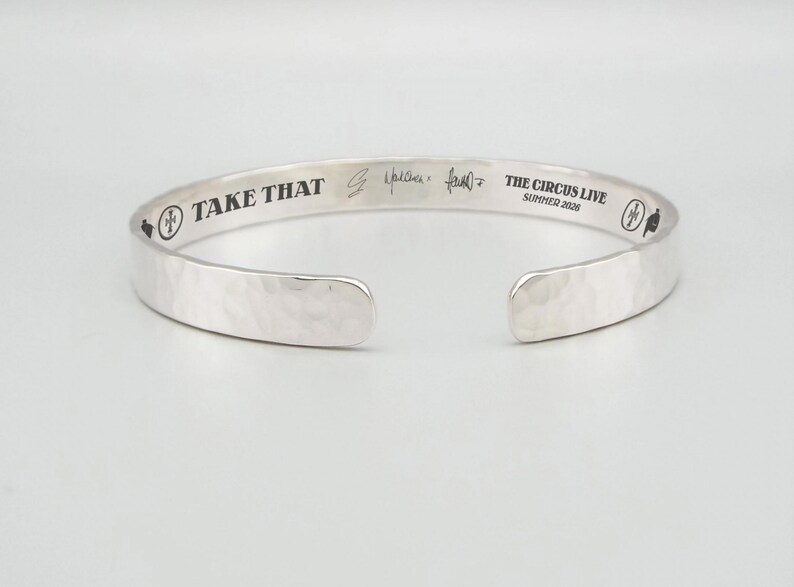 Take That Circus Tour 2026 Engraved Cuff Bracelet Bangle, Silver, Rose ...