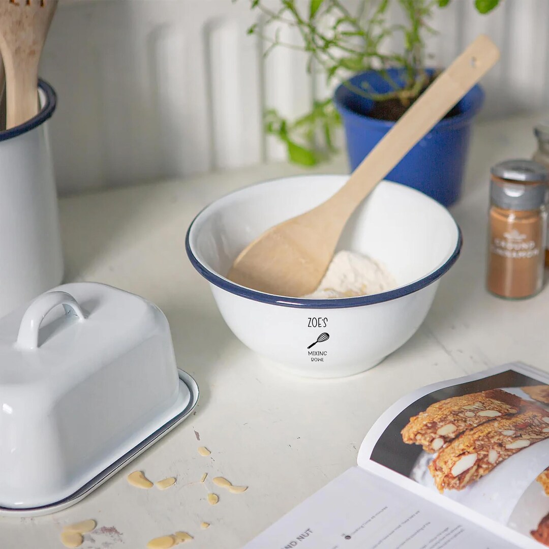 Personalised Engraved Mixing Bowl, Enamel, Baking Dish, Cake, Baker ...