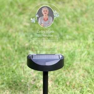 Personalised Solar Power Grave Stake Marker Headstone Memorial Plaque ...