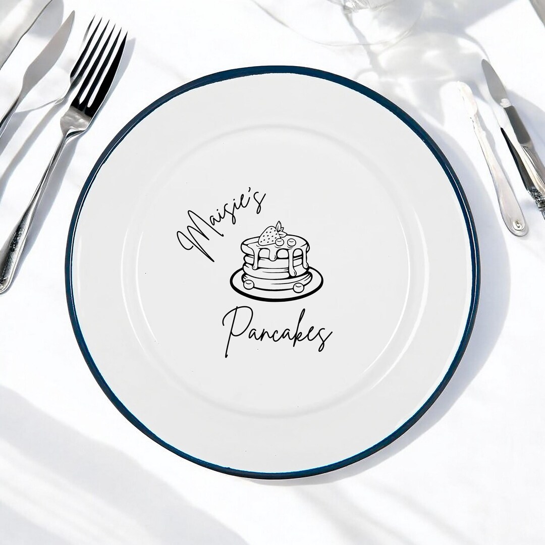 Personalised Engraved Plate, Enamel, Pancakes Housewarming, Breakfast ...