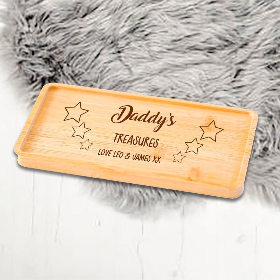 Personalised Engraved Trinket Tray, Bamboo Wooden Key Tray, Desk Tidy ...