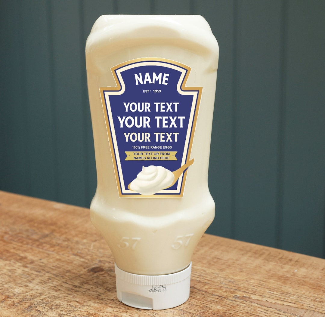 Personalised Mayonnaise Label, Bottle Label, Your Name, Stocking Filler ...
