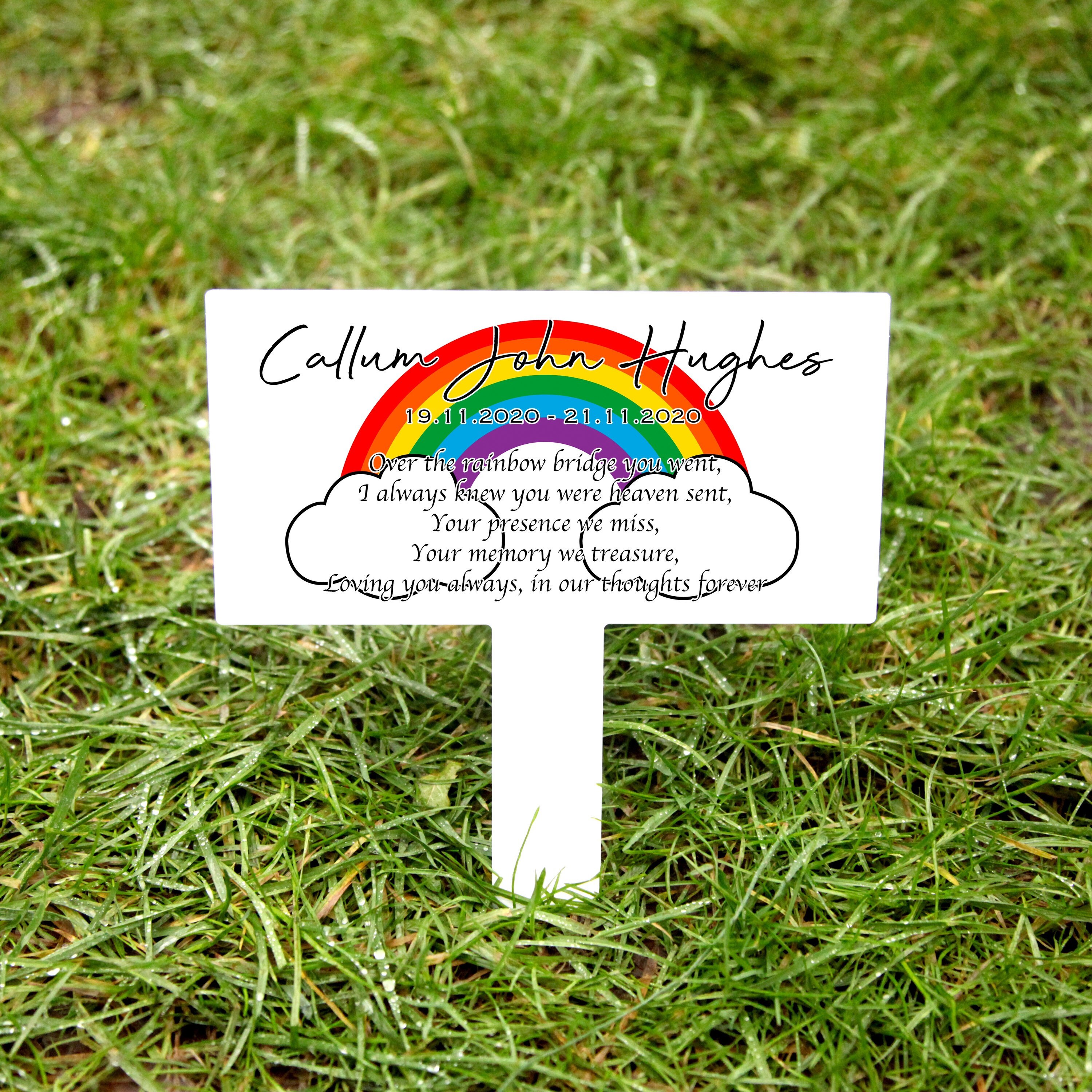 Personalised Grave Stake Marker Headstone Memorial Plaque, Floral ...