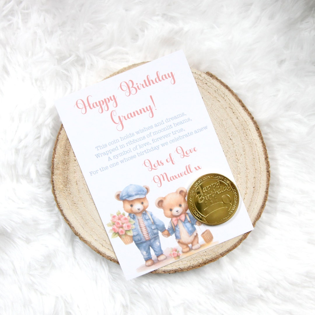 Personalised Birthday Card With Gold Coin, Medal, Token Gift, Balloons ...