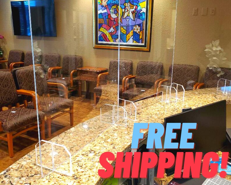 Acrylic Sneeze Guard / Cough Shield No Cutout For Countertop | Etsy