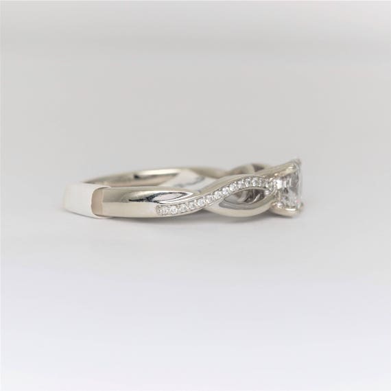 Twisted Solitaire Diamond Engagement Ring- 14k White … - Gem