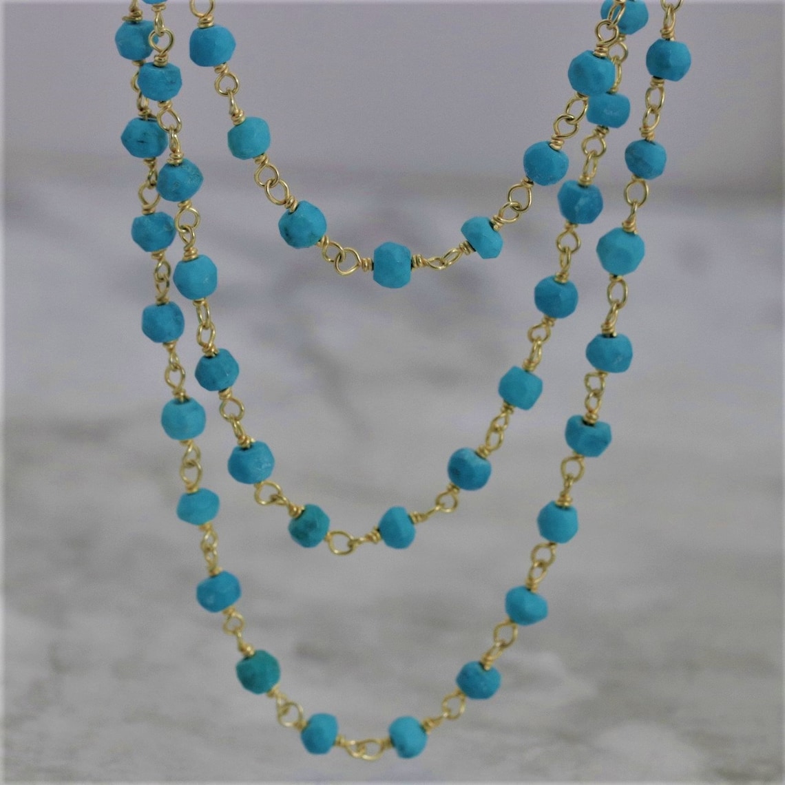 Sterling Silver Turquoise Layered Necklace - Turquoise Necklace - 18k ...