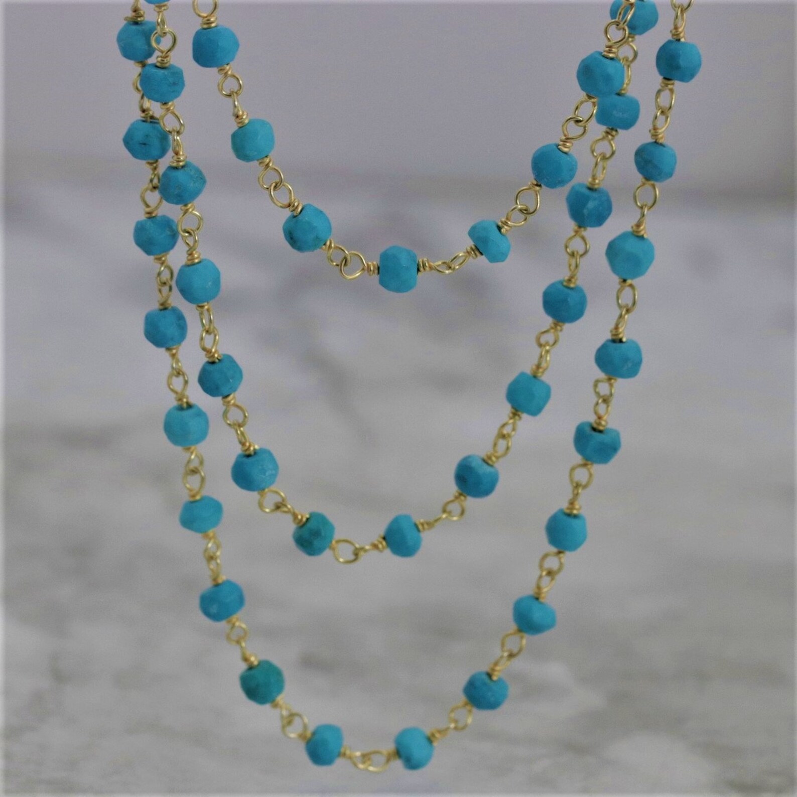 Sterling Silver Turquoise Layered Necklace - Turquoise Necklace - 18k ...
