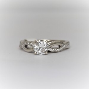 Twisted Solitaire Diamond Engagement Ring- 14k White Gold - Etsy
