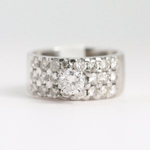 Multi Row Diamond Engagement Ring in 14k White Gold - Etsy