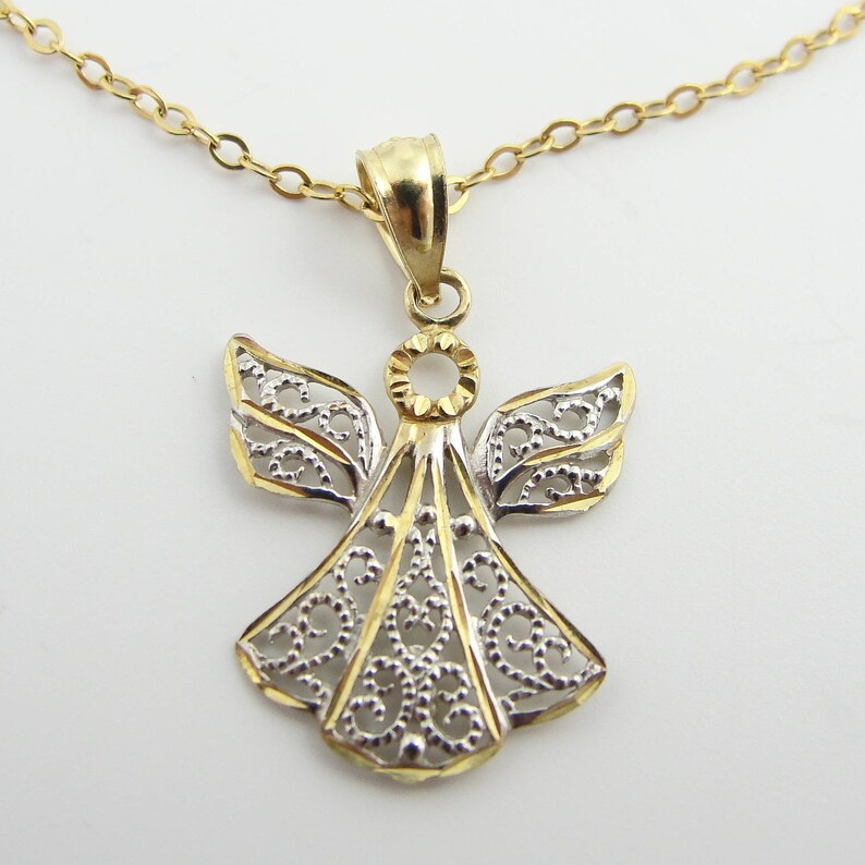 Flying Angel Filigree Pendant 10k Yellow Gold - Etsy
