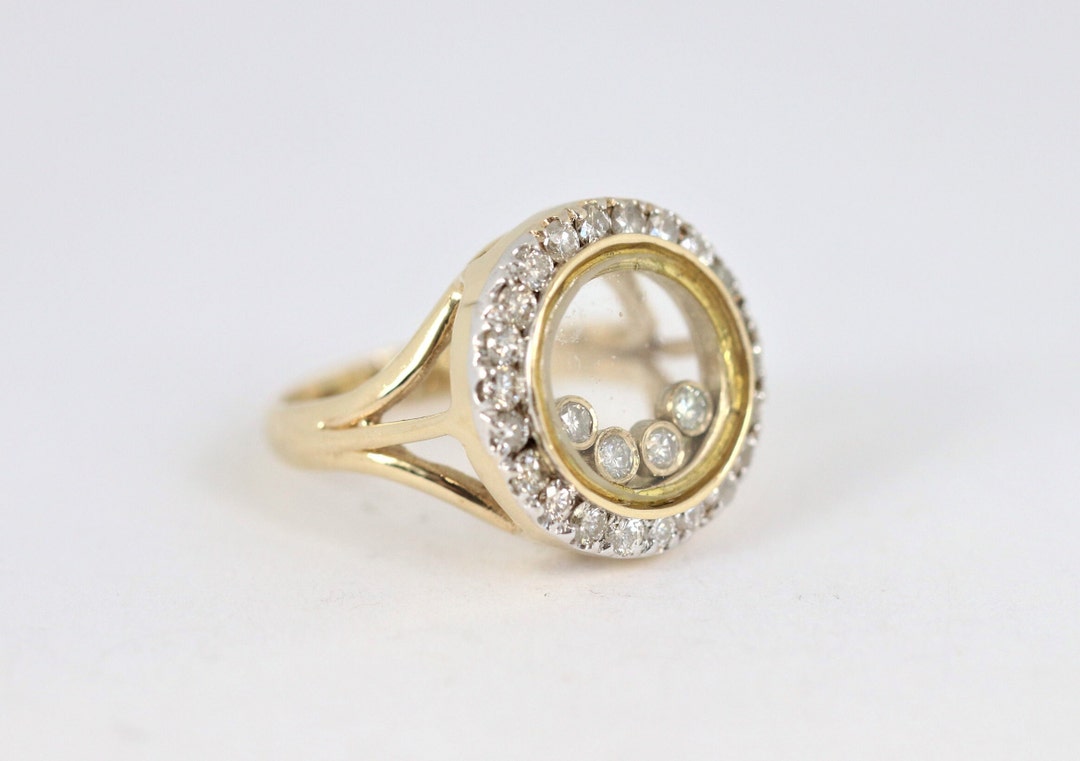 Happy Diamond Shaker Ring in 14K Yellow Gold - Etsy