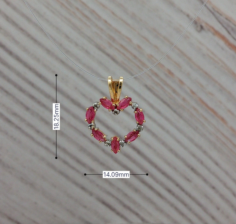 Ruby Heart Pendant in 14k Yellow Gold - Etsy UK