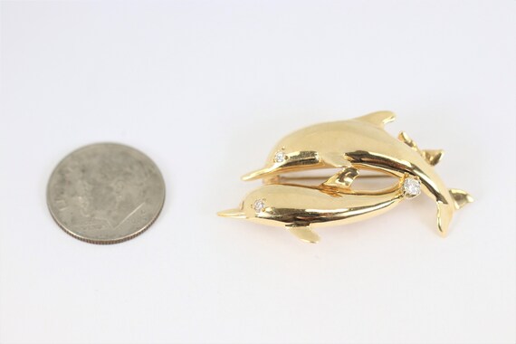 Vintage Henry Dankner Diamond Double Dolphin Brooch I… - Gem