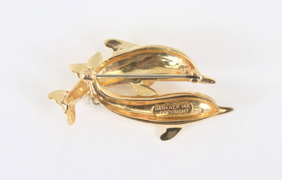 Vintage Henry Dankner Diamond Double Dolphin Brooch I… - Gem