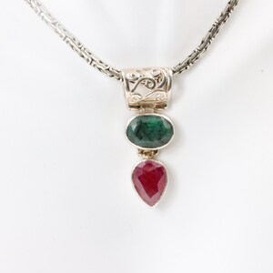 Ruby Emerald Necklace in Sterling Silver - Etsy