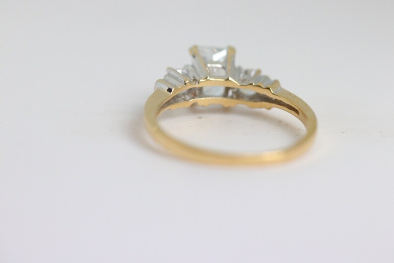 Three Stone CZ Diamond Engagement Ring in 10k Gold - Etsy