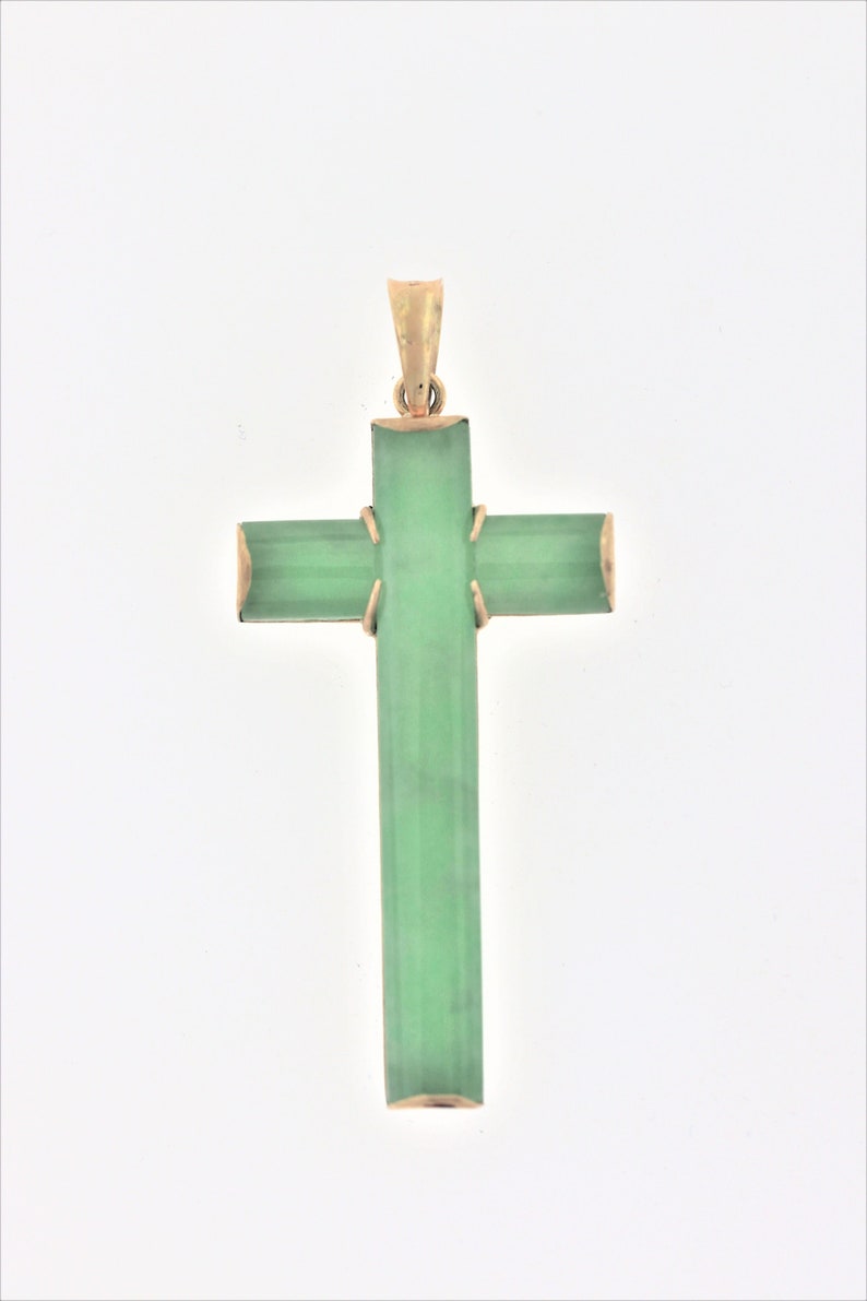 Jade Cross Pendant in 18K Yellow Gold - Etsy