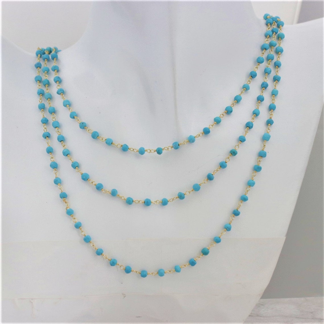 Sterling Silver Turquoise Layered Necklace - Turquoise Necklace - 18k ...