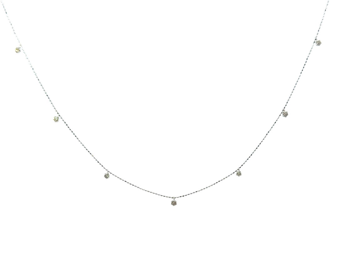 Diamond 7-station Necklace in 18K White Gold ( Adjustable Chain ) - Etsy